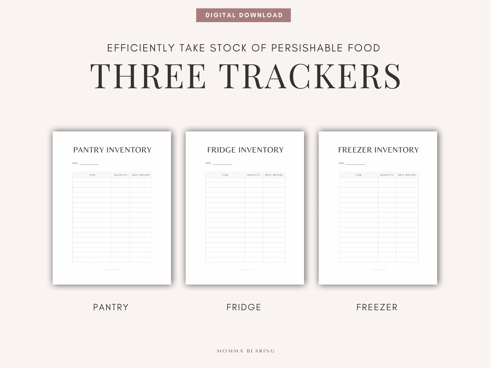 Easy Food Inventory System, Printable Pantry, Fridge & Freezer Log ...