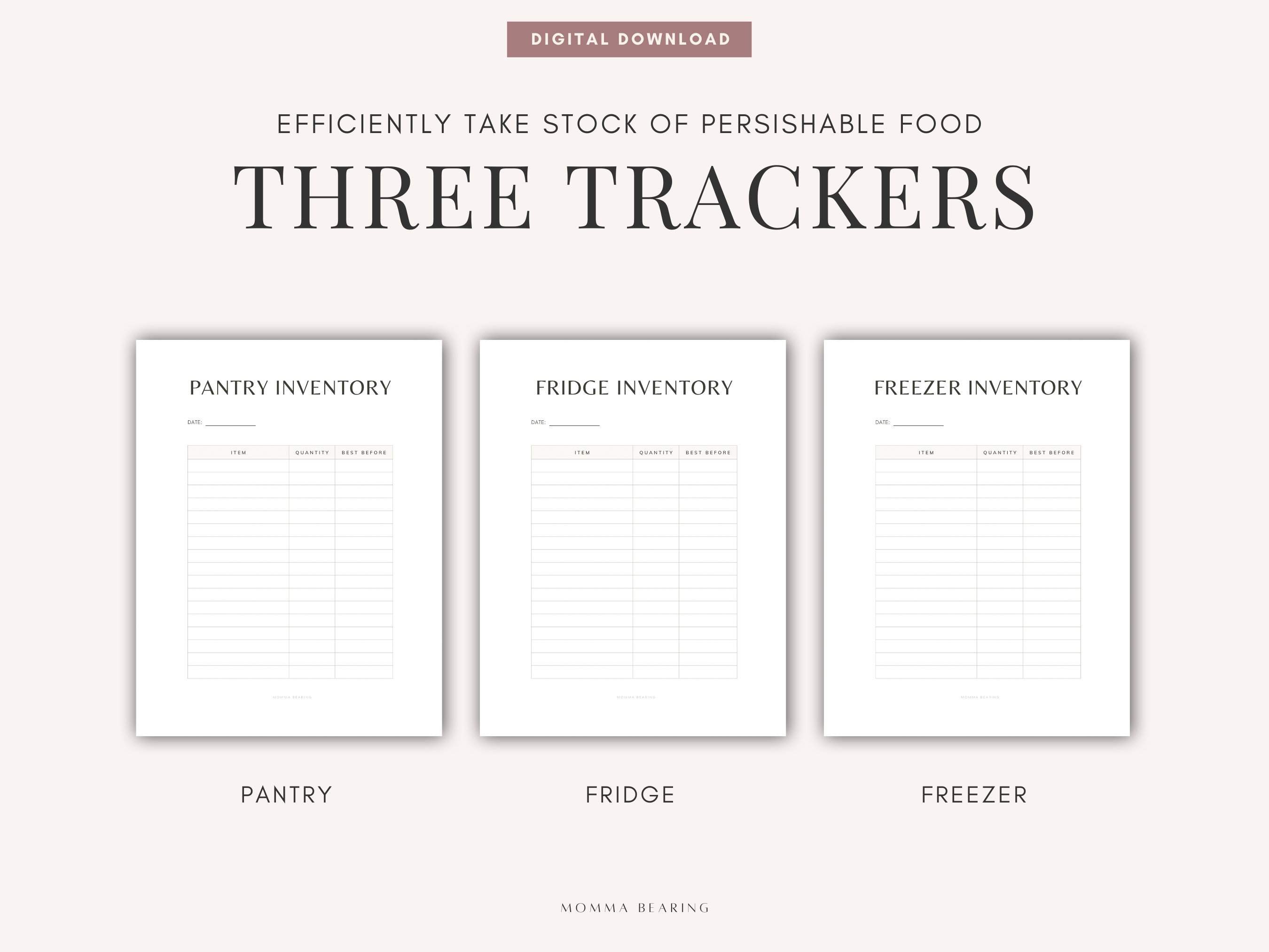 Easy Food Inventory System, Printable Pantry, Fridge & Freezer Log ...