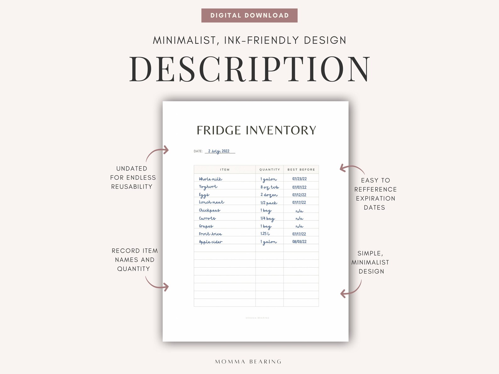 Pantry, Fridge & Freezer Inventory Bundle, Printable Food Expiration ...