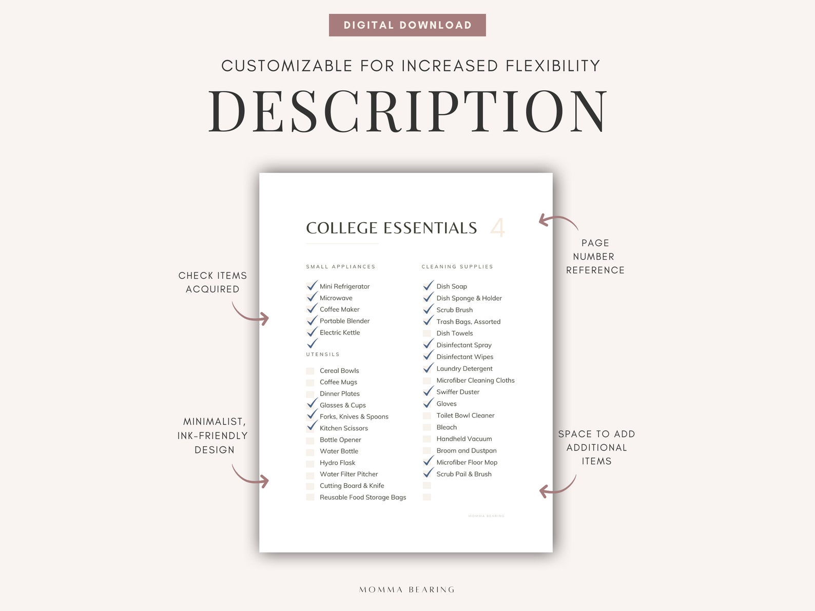 College Essentials Checklist Printable, Best Dorm Room Packing List ...