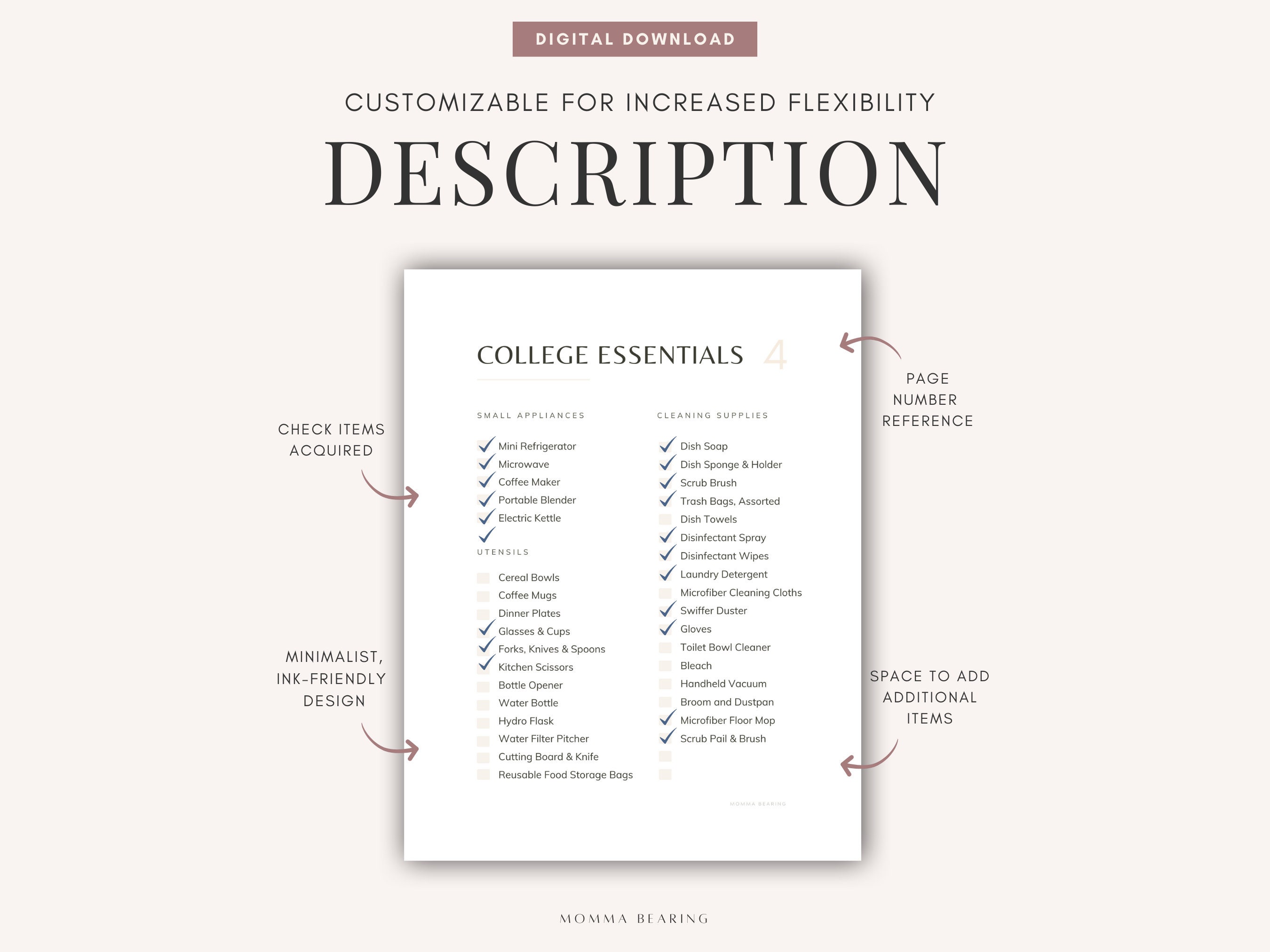 College Essentials Checklist Printable, Best Dorm Room Packing List ...
