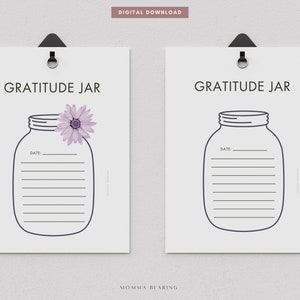 Gratitude Jar Printable Template, 30 Day Challenge, Daily Mindfulness ...