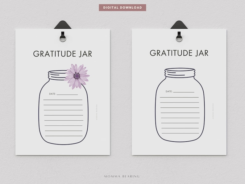 Gratitude Jar Printable Template, 30 Day Challenge, Daily Mindfulness ...