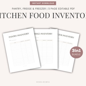 Easy Food Inventory System, Printable Pantry, Fridge & Freezer Log ...