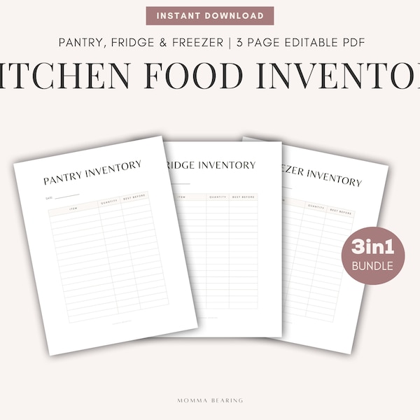 Easy Food Inventory System, Printable Pantry, Fridge & Freezer Log ...