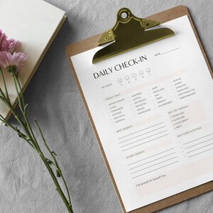 Daily Self Check In, Printable Mood Tracker, Wellness Worksheet for ...