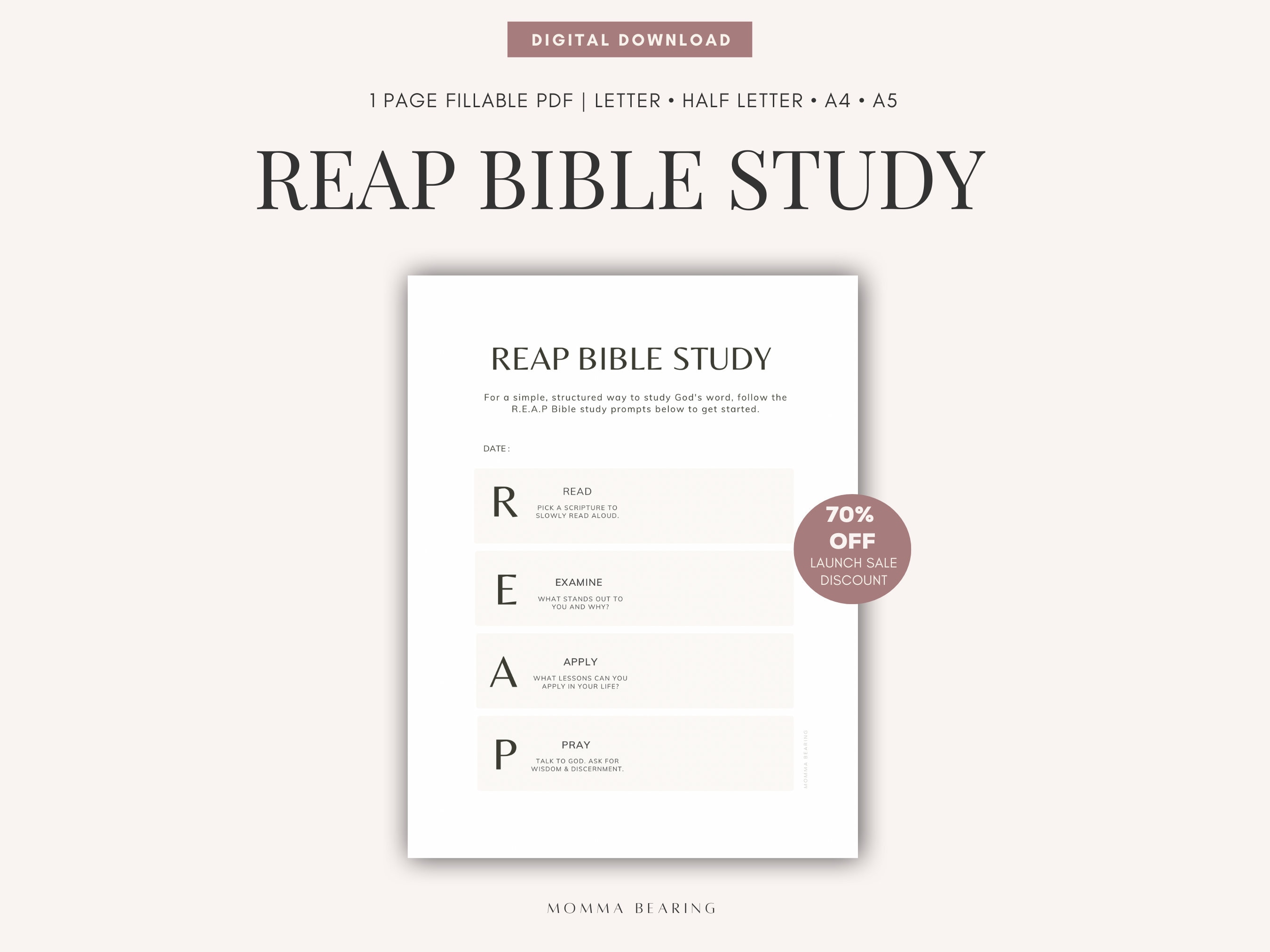 R.E.A.P Bible Study Method, Printable Christian Scripture Worksheet ...
