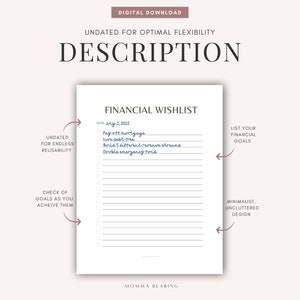 Financial Wish List Printable, Wealth Economic Wishlist, Personal ...