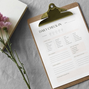 Daily Check-in, Mood Tracker Printable, Undated Mood Log, Wellness ...