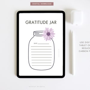 Gratitude Jar Printable Template, 30 Day Challenge, Daily Mindfulness ...