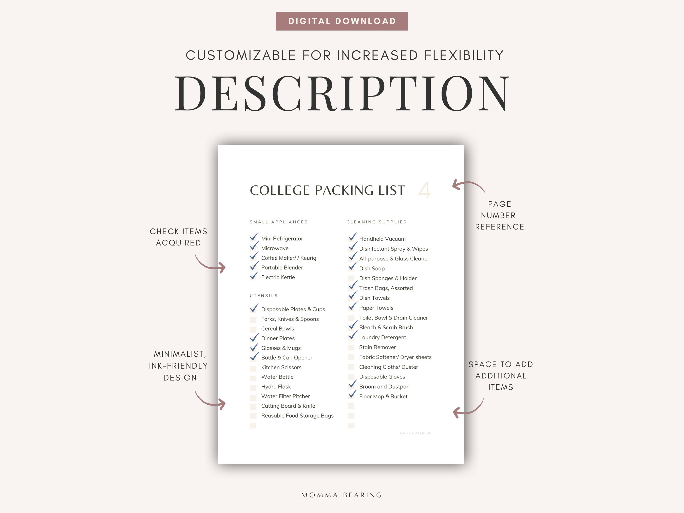 Printable College Packing List, Best Dorm Room Essentials Checklist ...