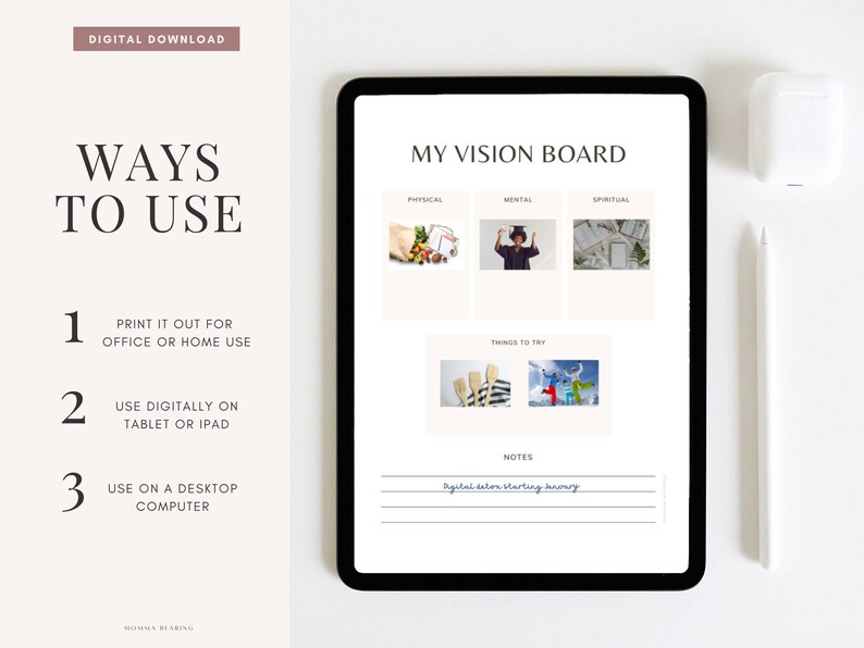 2024 Vision Board Printable, Life Goal Tracker, Digital Goal Setting ...