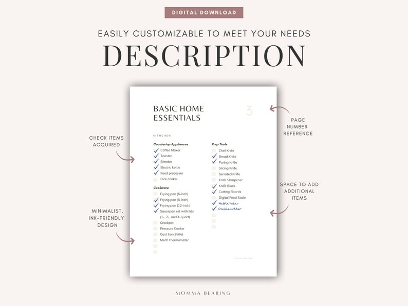 Basic Home Essentials Printable, Moving Out Checklist, New Apartment to ...