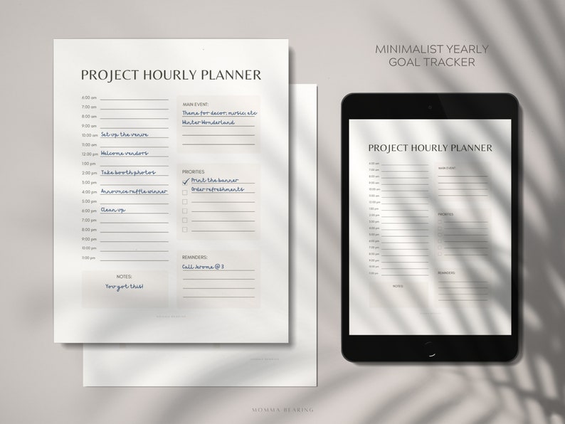 Hourly Project Planner Printable, Adult Time Block Organizer ...