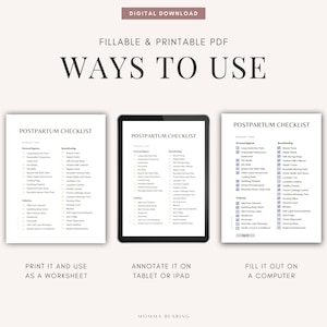 Postpartum Essentials Checklist Printable, Best Postpartum Recovery ...
