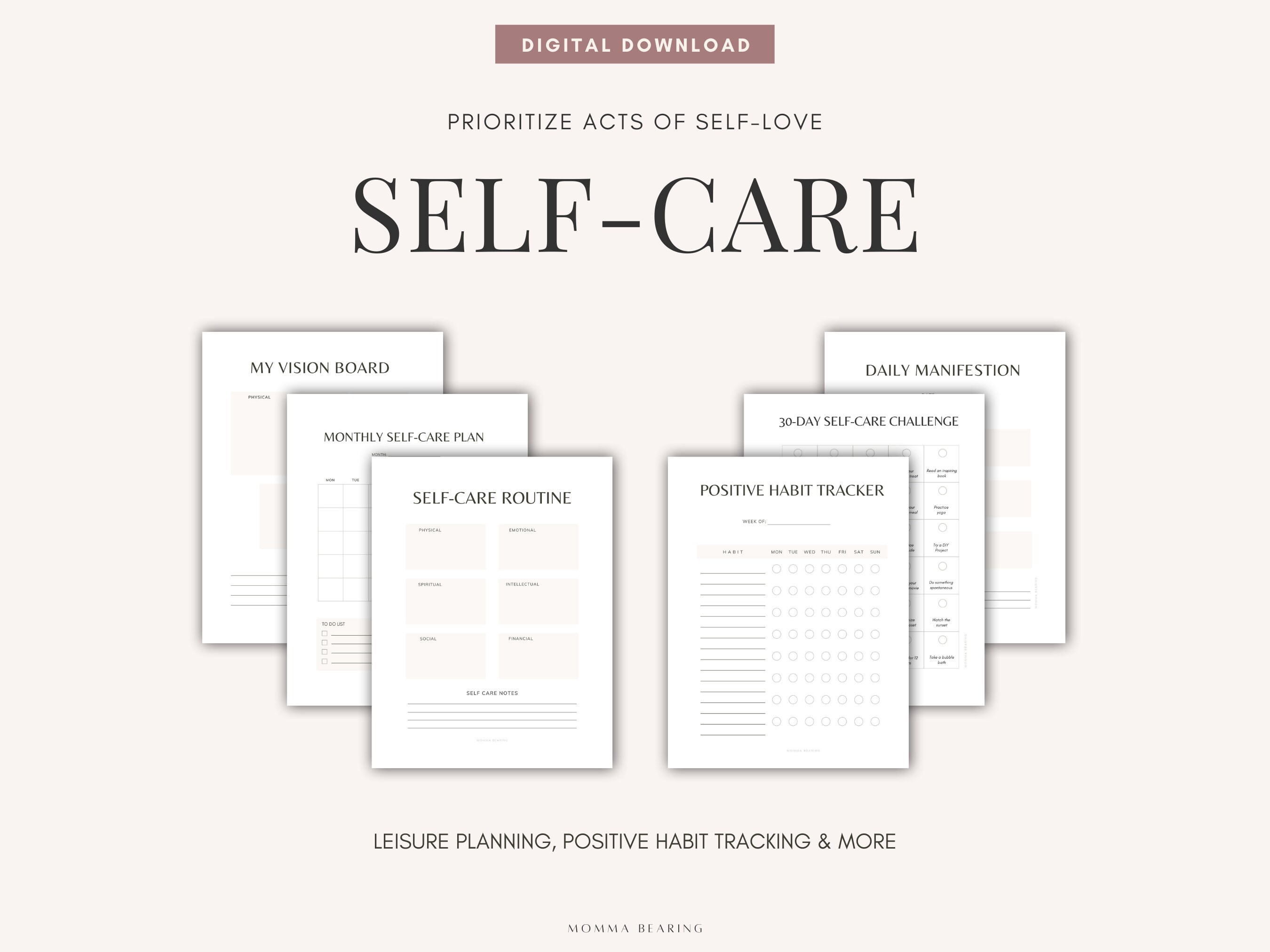 Printable Self Love Worksheet, Mental Health Wellness Guide, Daily ...