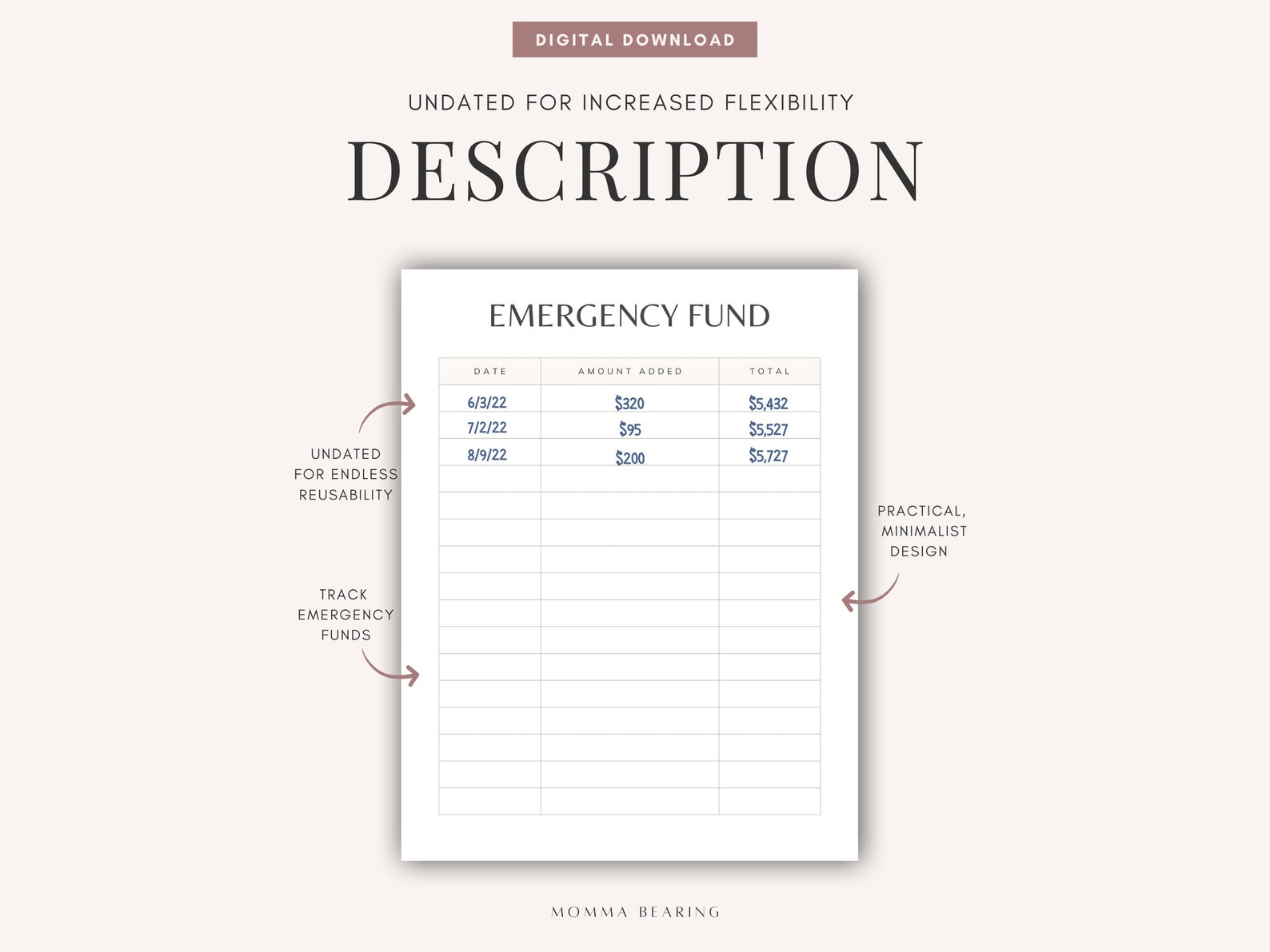 Printable Emergency Fund, Sinking Funds, Rainy Day Fund, Savings ...