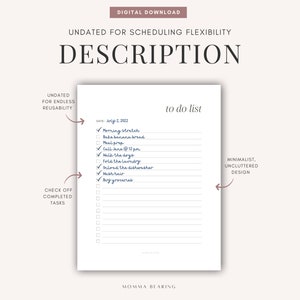 Minimalist to Do List, Printable Undated Task List, Brain Dump, Digital ...
