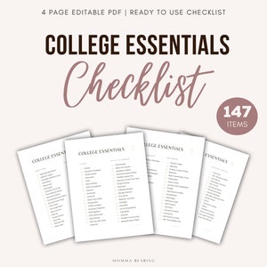 Best College Essentials Checklist Printable Dorm Room Packing - Etsy