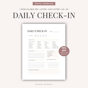 Daily Check-in Mood Tracker Printable Undated Mood Log - Etsy