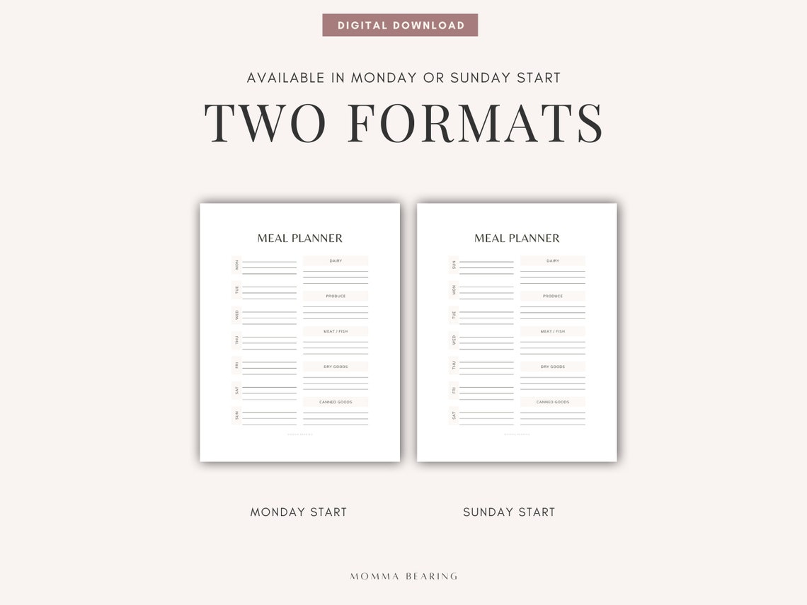 Simple Meal Planner Printable, Undated Weekly Healthy Meal Plan ...