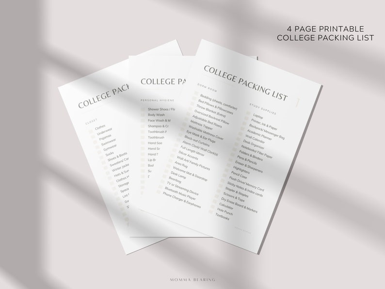 Best Freshman Packing List Printable, College Dorm Room Essentials ...