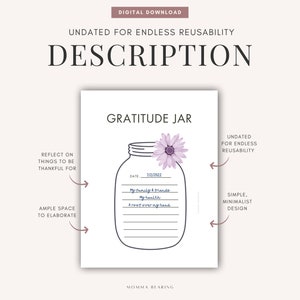 Gratitude Jar Printable Template, 30 Day Challenge, Daily Mindfulness ...