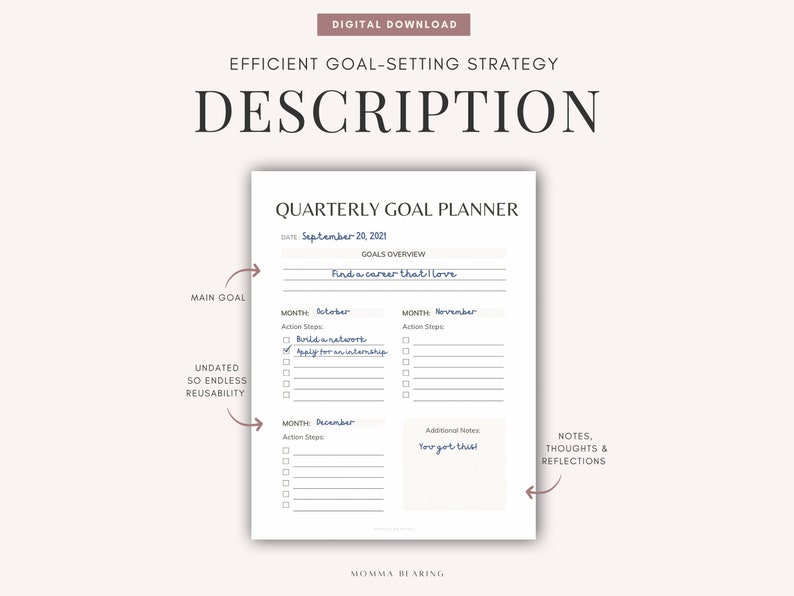 Q4 Action Plan Template, Printable Quarterly Goal Tracker, Business ...