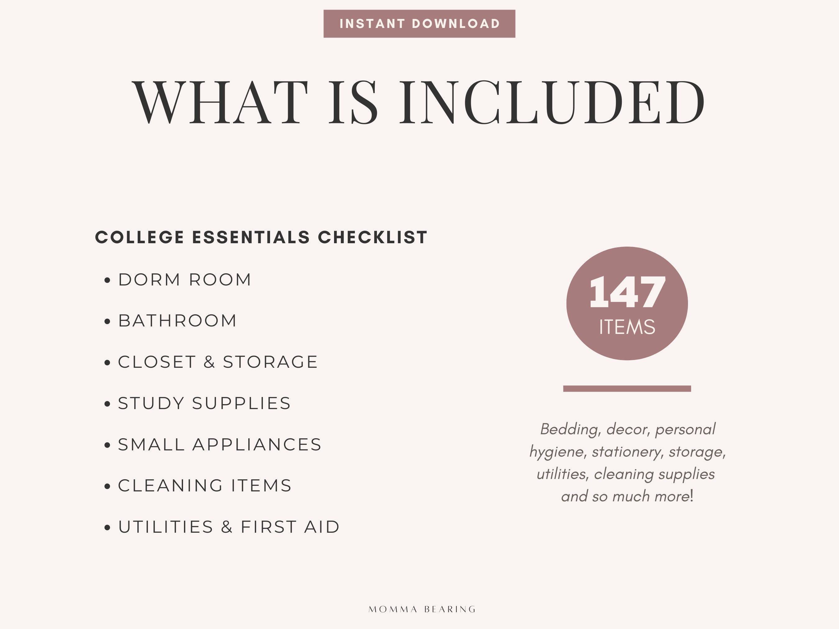 Editable College Essentials Checklist, Best Dorm Room Packing List A4 ...