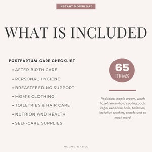 Postpartum Essentials Checklist Printable, Best Postpartum Recovery ...
