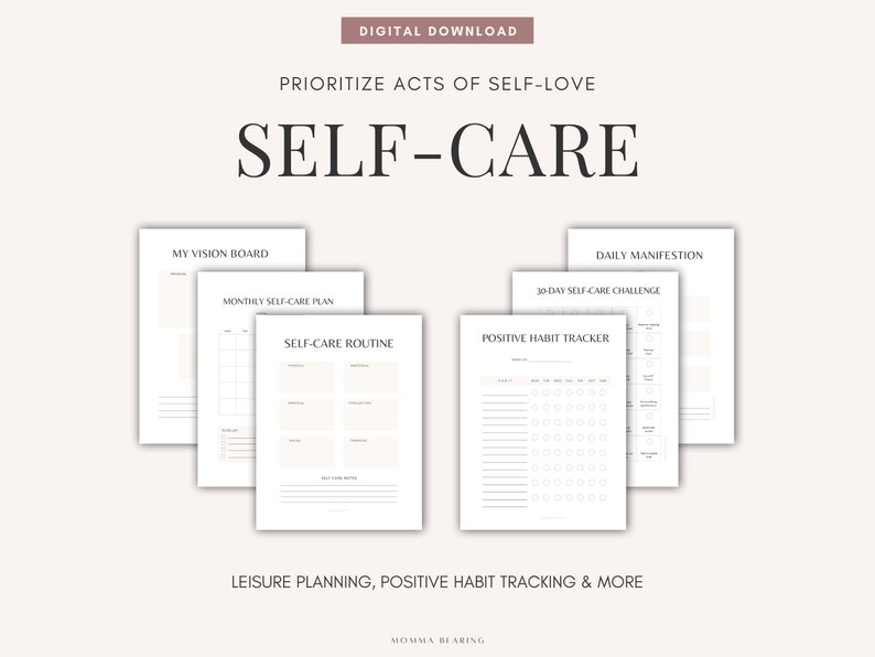 Printable Self Care Journal Self-love Planner Mindfulness - Etsy