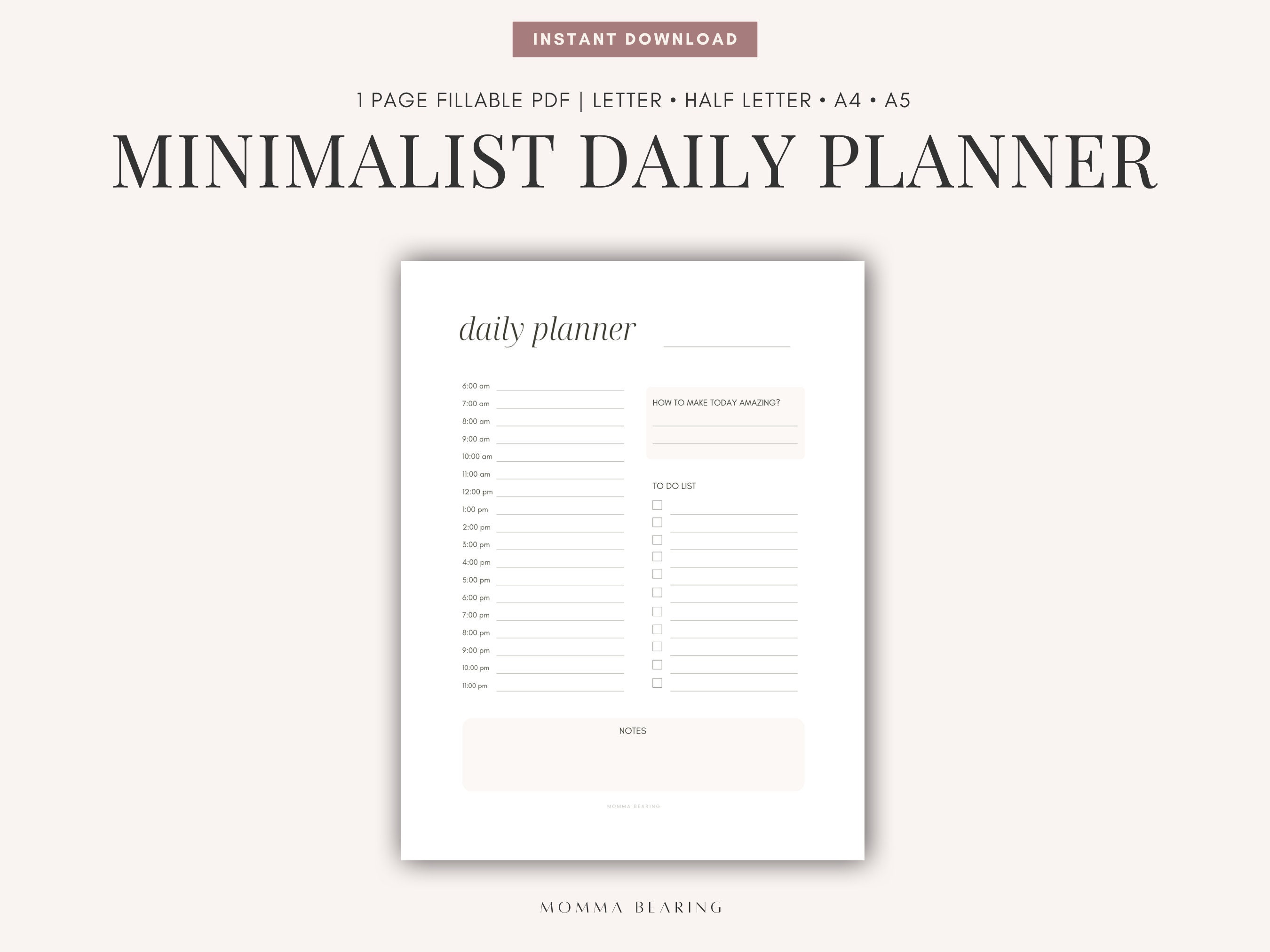 Minimalist Daily Planner Printable, ADHD Adult Schedule, Undated to Do ...