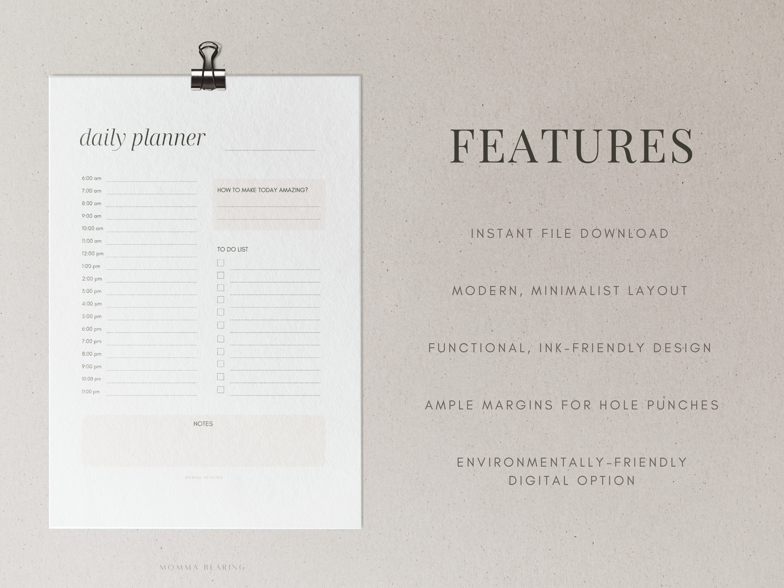 Busy Mom Daily Planner, Printable Adult Schedule, Simple Undated Hourly ...