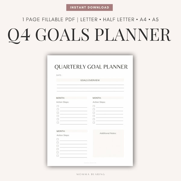 Quarterly Business Plan Template - Etsy