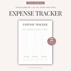 Simple Expense Tracker Printable, Spending Tracker, Transaction Log ...