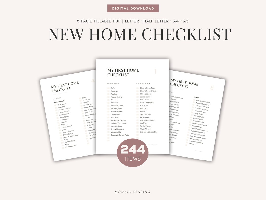 Best New Home Printable Checklist House Must Haves First - Etsy