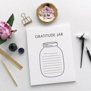 Gratitude Jar Printable Template, 30 Day Challenge, Daily Mindfulness ...