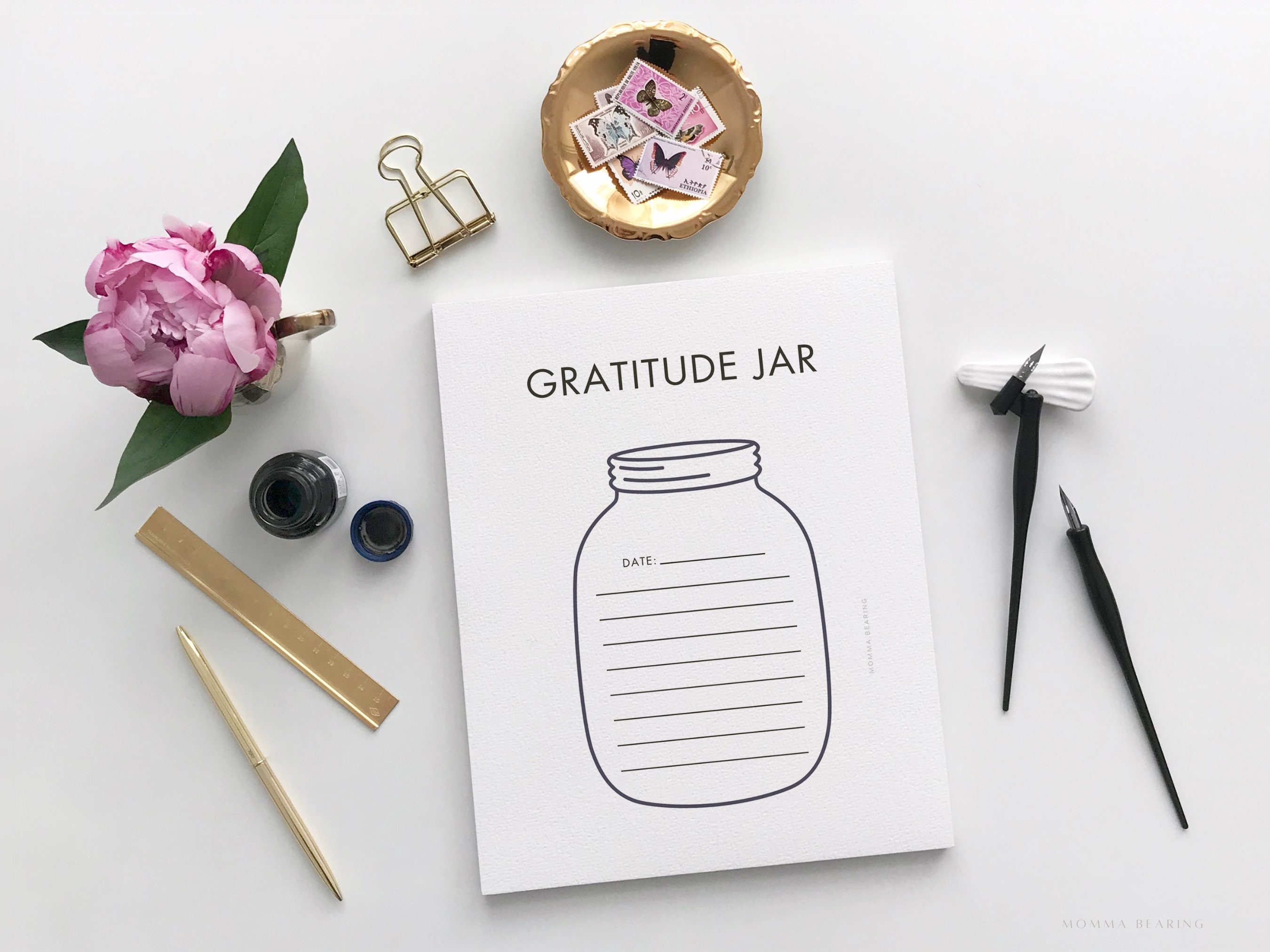 Gratitude Jar Printable Template, 30 Day Challenge, Daily Mindfulness ...