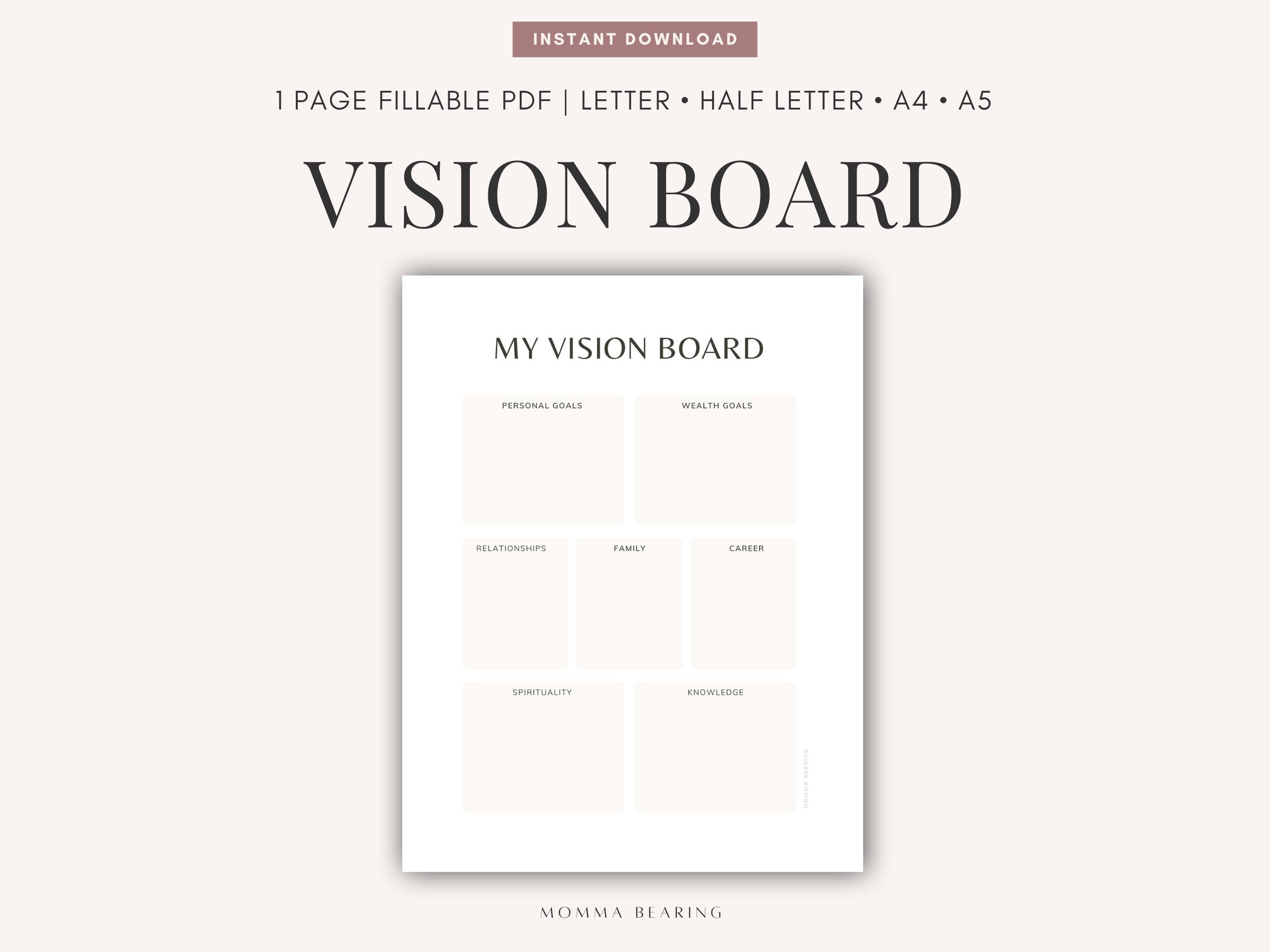 2024 Vision Board Printable, Life Goal Tracker, Digital Goal Setting ...
