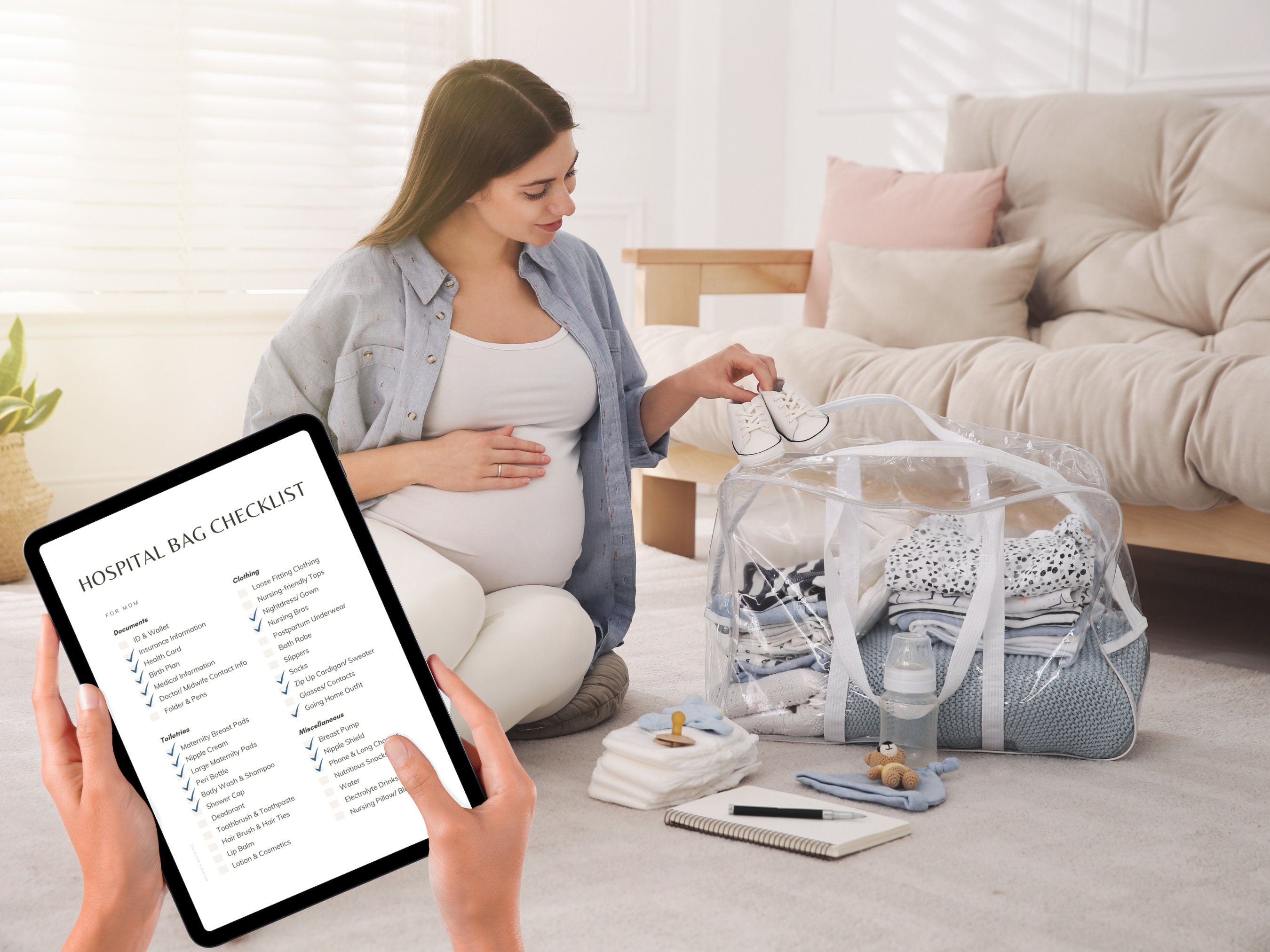 Hospital Bag Checklist Printable, Digital Maternity Bag Packing Guide ...