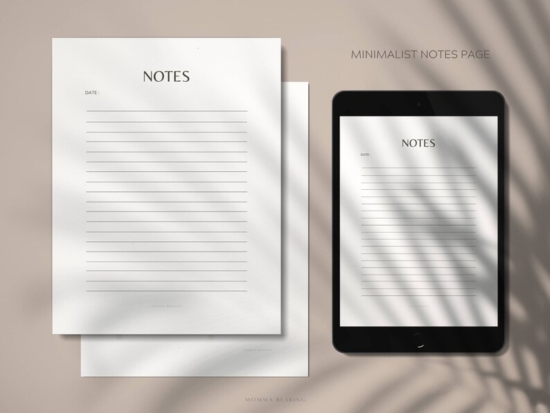 Notes Page Printable, Minimalist Note Taking Paper, Undated Notepad ...