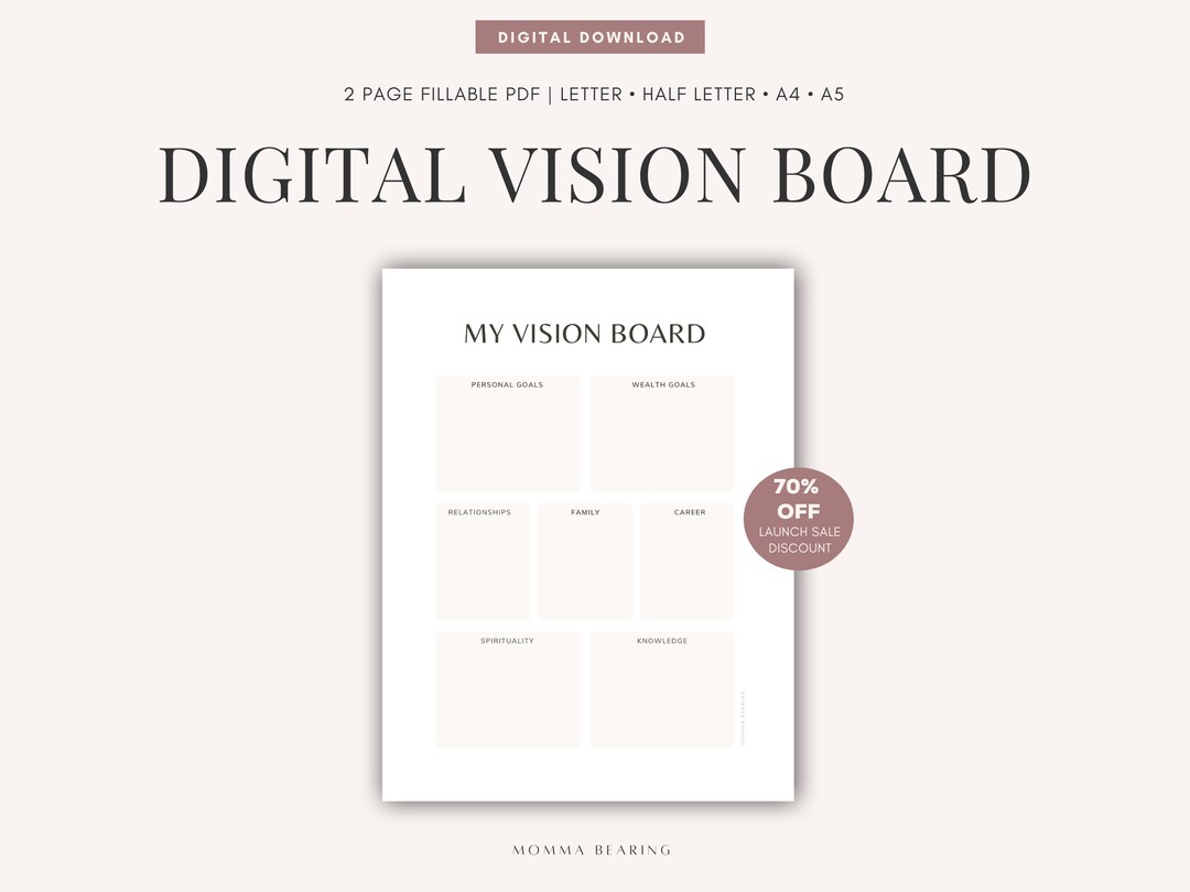 Digital Undated Vision Board, Life Goal Tracker, 2024 Goal Setting ...