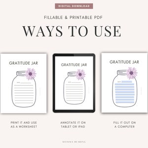 Gratitude Jar Printable Template, 30 Day Challenge, Daily Mindfulness ...