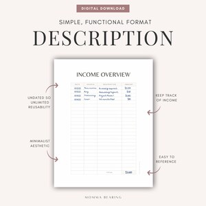 Income Overview Printable, Income Tracker, Money Management, Monthly ...