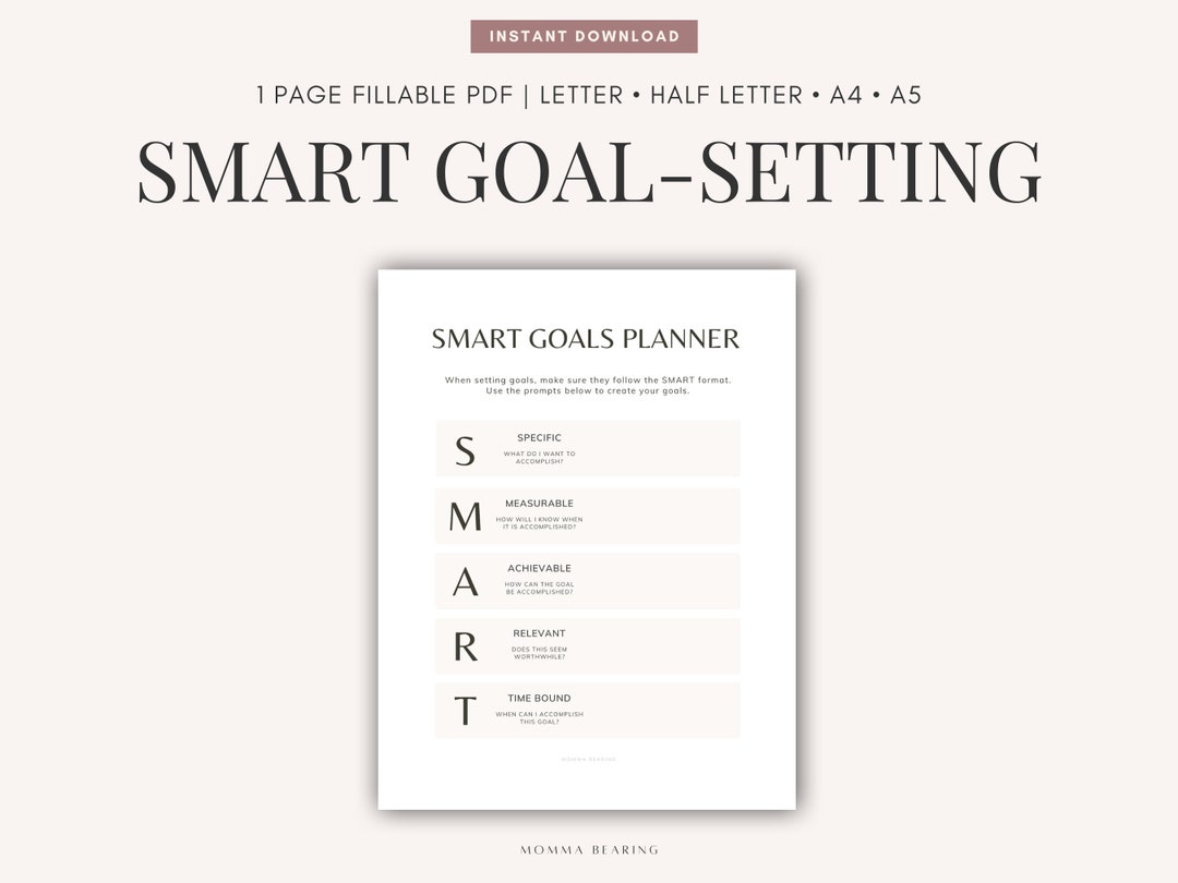 Best SMART Goal-setting Template, Printable Fillable Action Plan ...