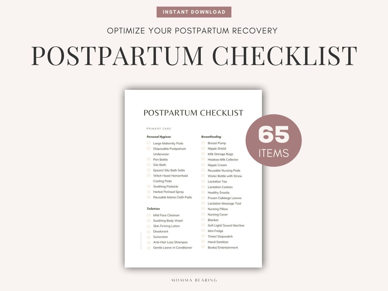 Postpartum Essentials Checklist Printable, Best Postpartum Recovery ...