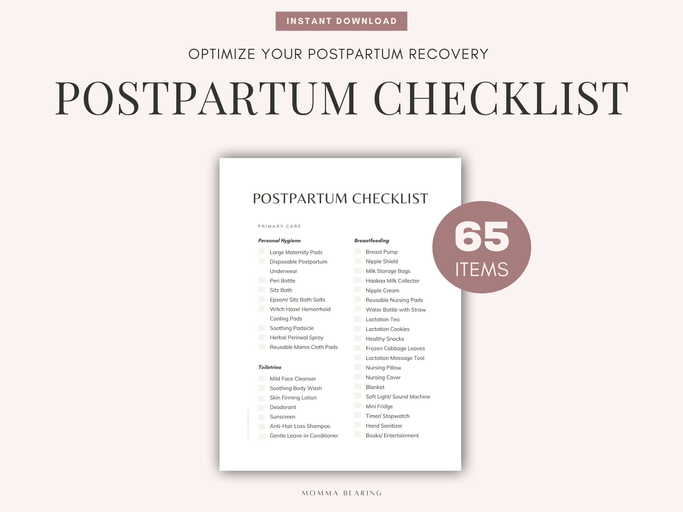 Postpartum Essentials Checklist Printable, Best Postpartum Recovery ...