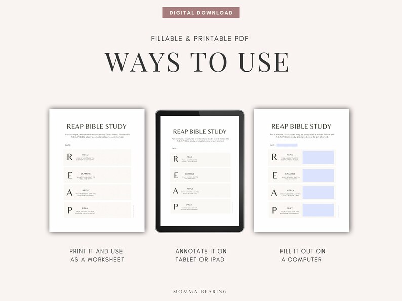 R.E.A.P Bible Study Method, Printable Christian Scripture Worksheet ...