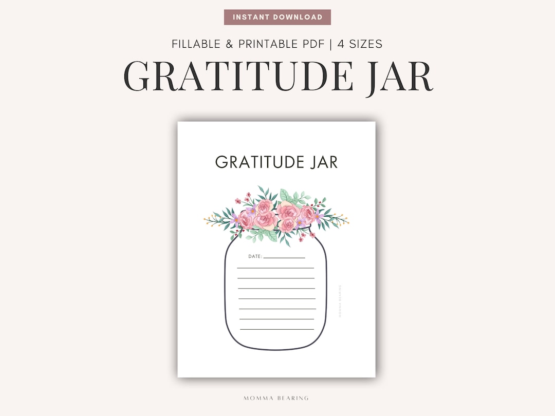 Gratitude Jar Printable Worksheet, Practice Daily Reflection ...