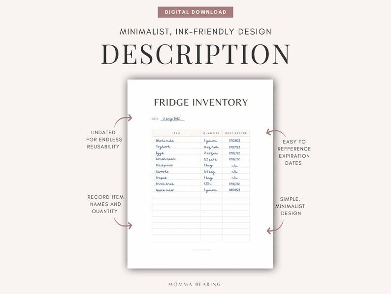 Pantry, Fridge & Freezer Printable Inventory, Perishable Food ...